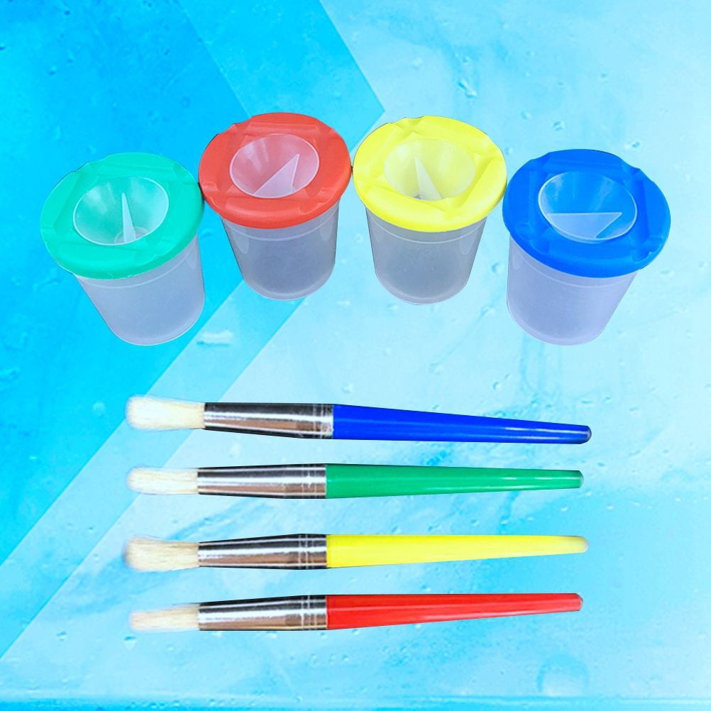 Mobutofu Paint Cups for Kids 4Pcs Set with Brushes for Art Painting ...