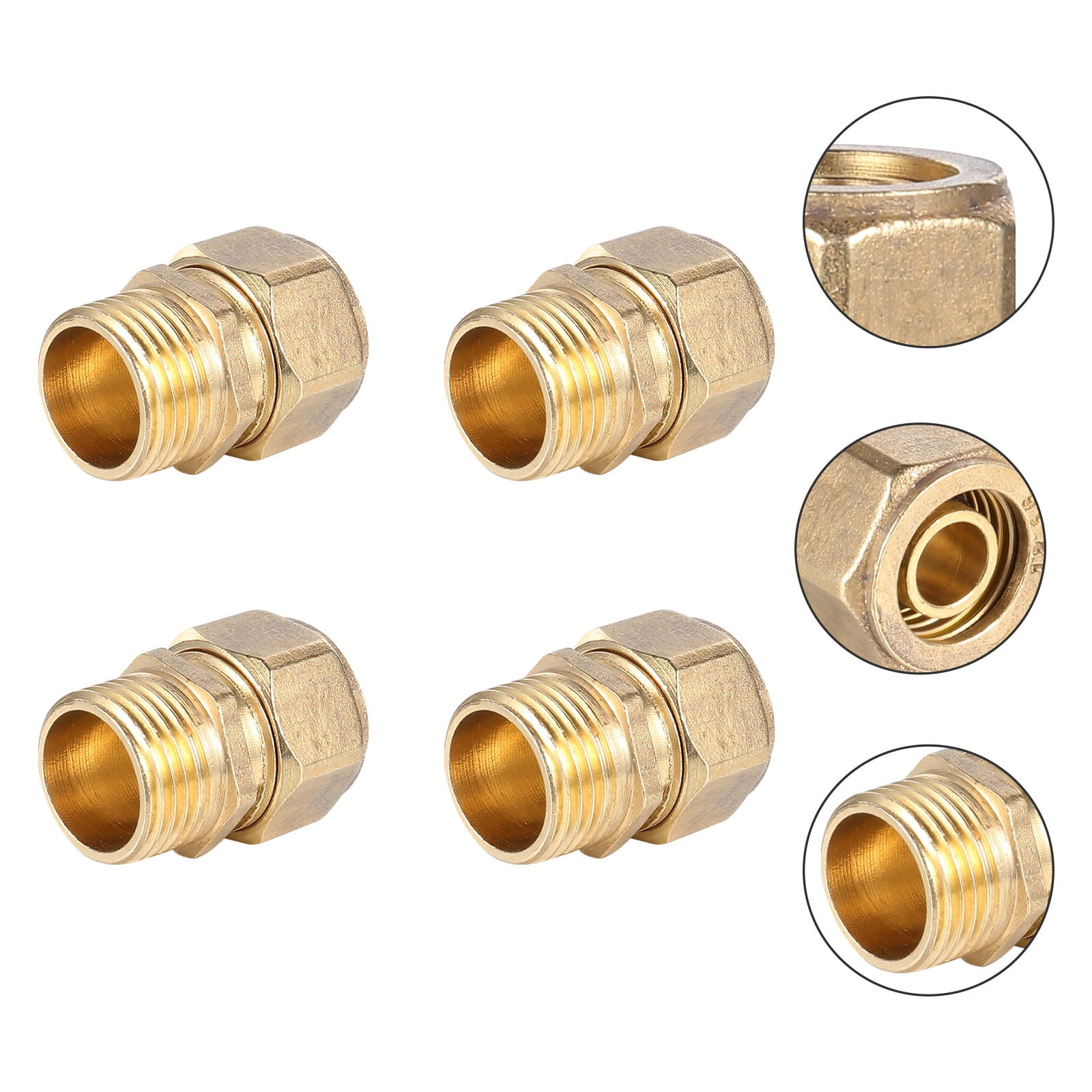 Mobutofu Threaded Pipe Connector 4Pcs Copper For Drain Pipe Connections ...