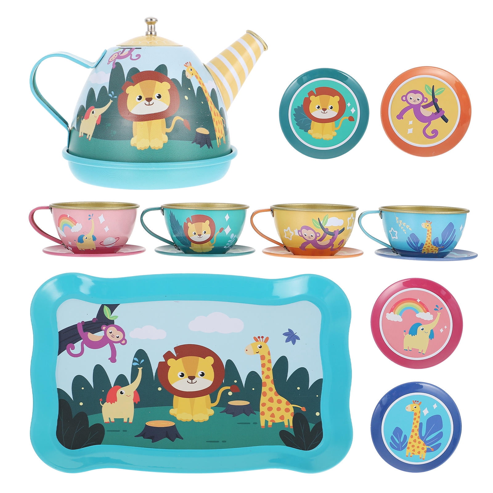 Mobutofu Tinplate Mini Furniture Children Tea Party Set Toy for Indoor ...