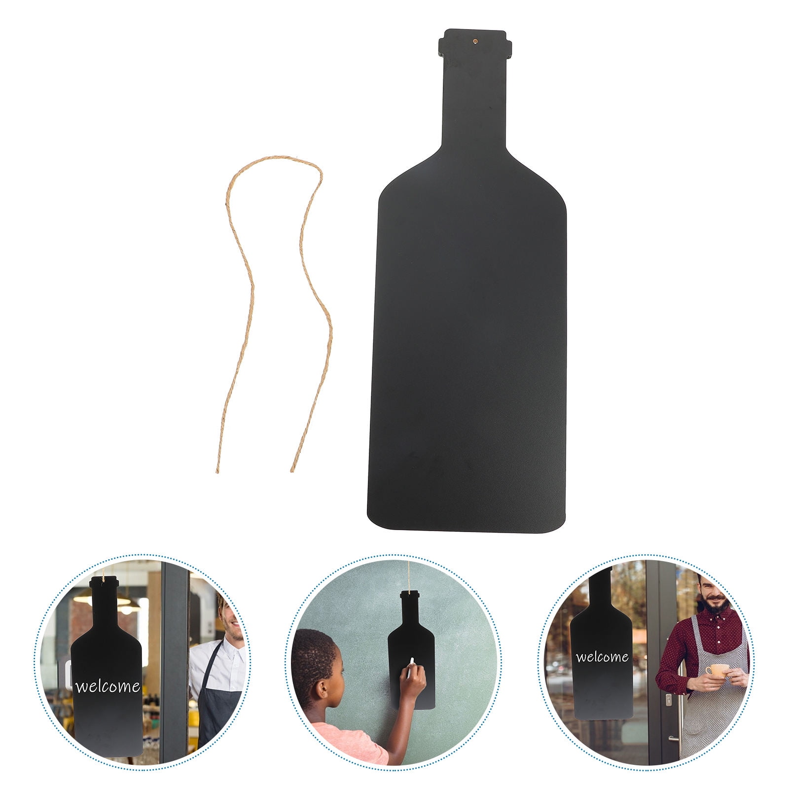Mobutofu Wine Bottle Shaped Blackboard for Bar Photo Prop Rustic Style ...