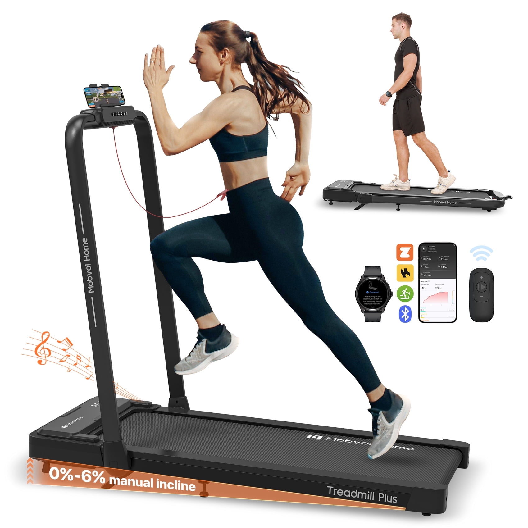 Mobvoi Home Treadmill Plus Incline 3 in 1 Folding Treadmill Walking Pad ...