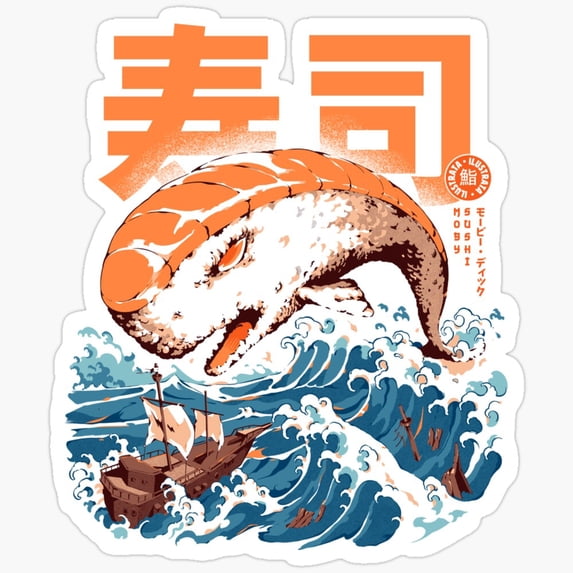 Moby Sushi Sticker Phone Decal Water Bottle Stickers Car Decals, Laptop ...