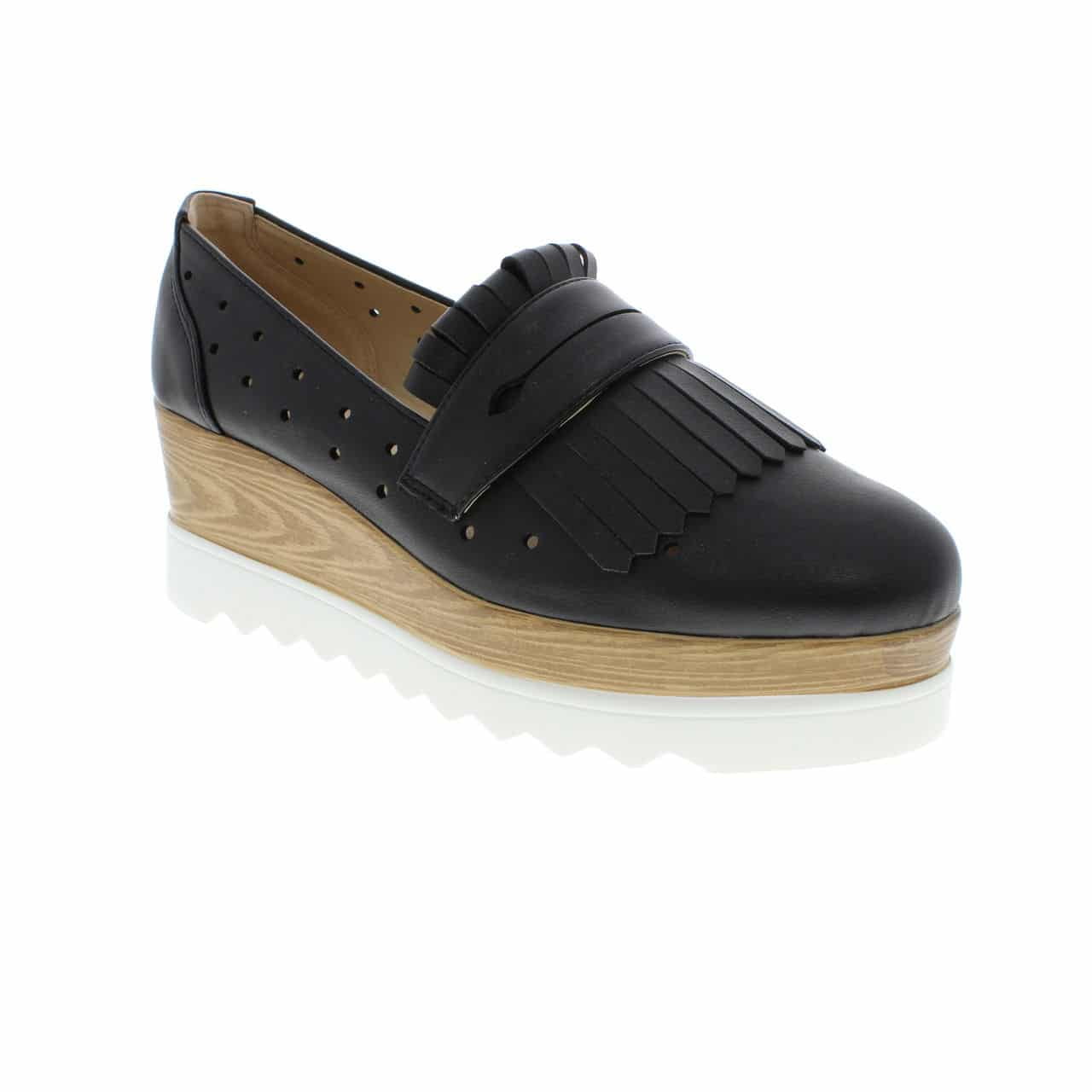 Moca High Platform Slip-On Women's Casual Faux Wood & Leather Finge ...