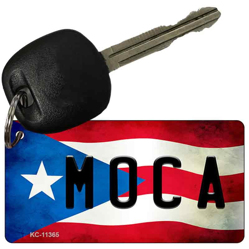 Moca Puerto Rico State Flag Novelty Metal Key Chain KC-11365 3" x 1.5 ...