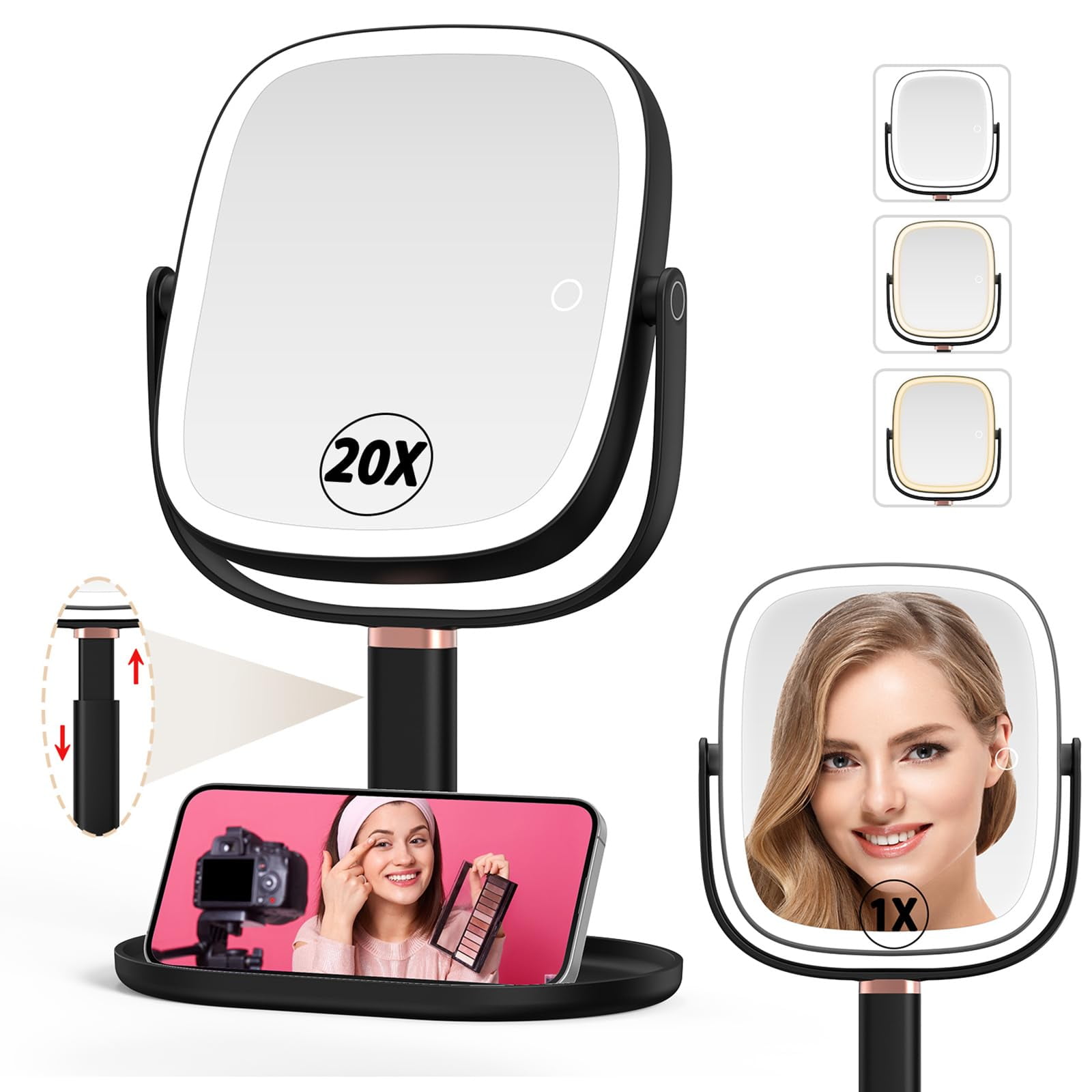 Mocado Makeup Mirror Lights, 1X/20X Magnifying Mirror Light, Vanity ...