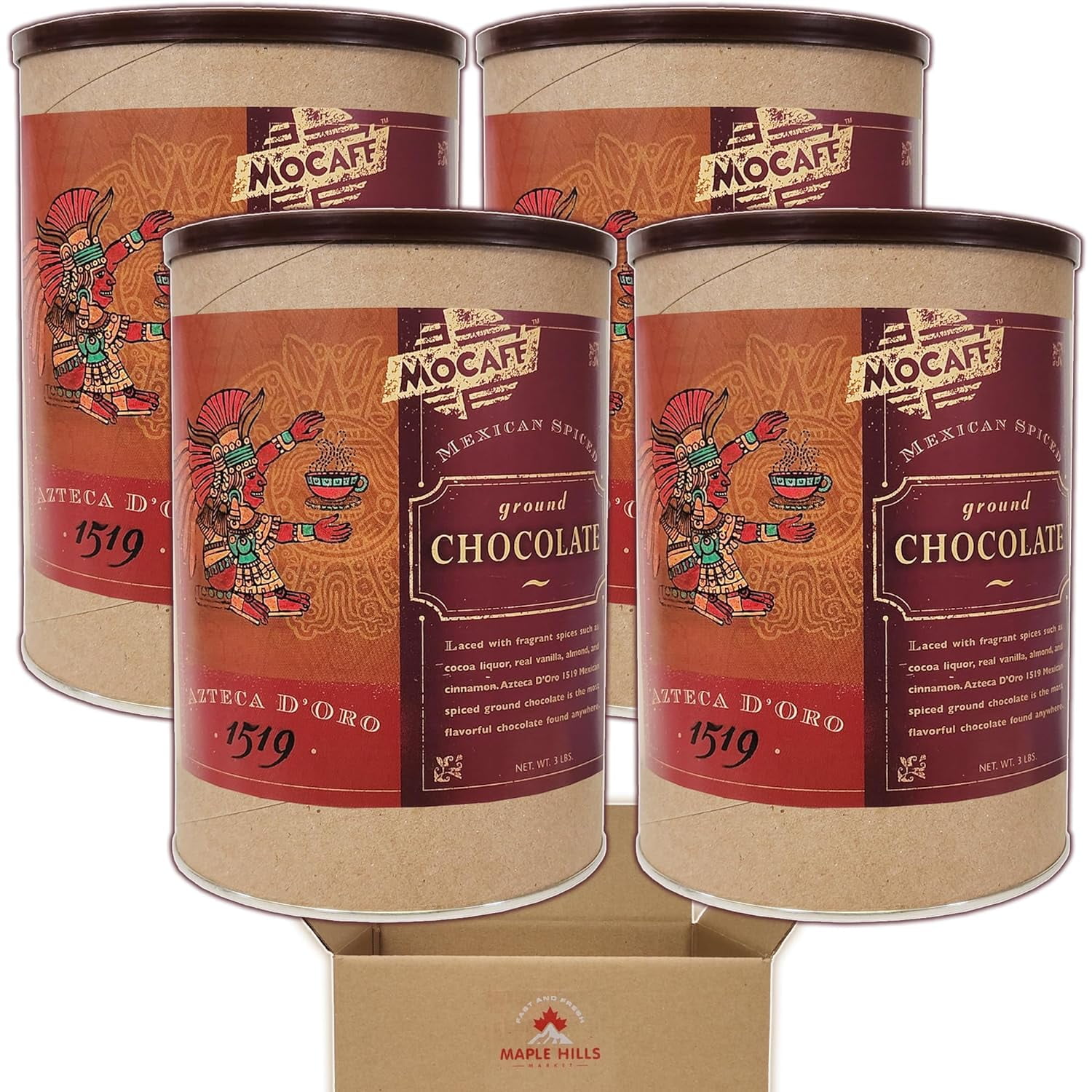 Mocafe Mexican Spiced Ground Chocolae Azeca D'oro 4 Caniser Bundle Pack ...