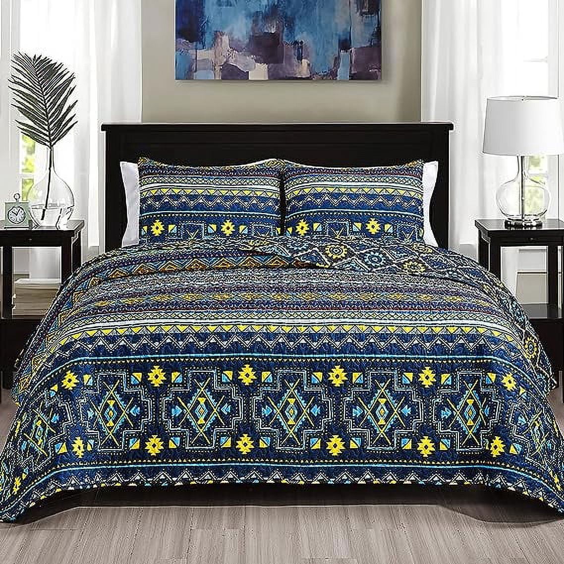 Mocaletto Luxury 2 Piece Twin Size Quilts, Elegant&Reversible Boho ...