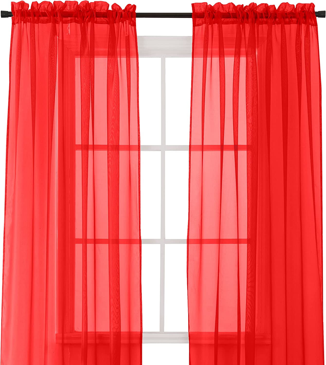Mocassi (2-Piece) Multipurpose Solid Colored Drapes, Semi-Sheer Window ...
