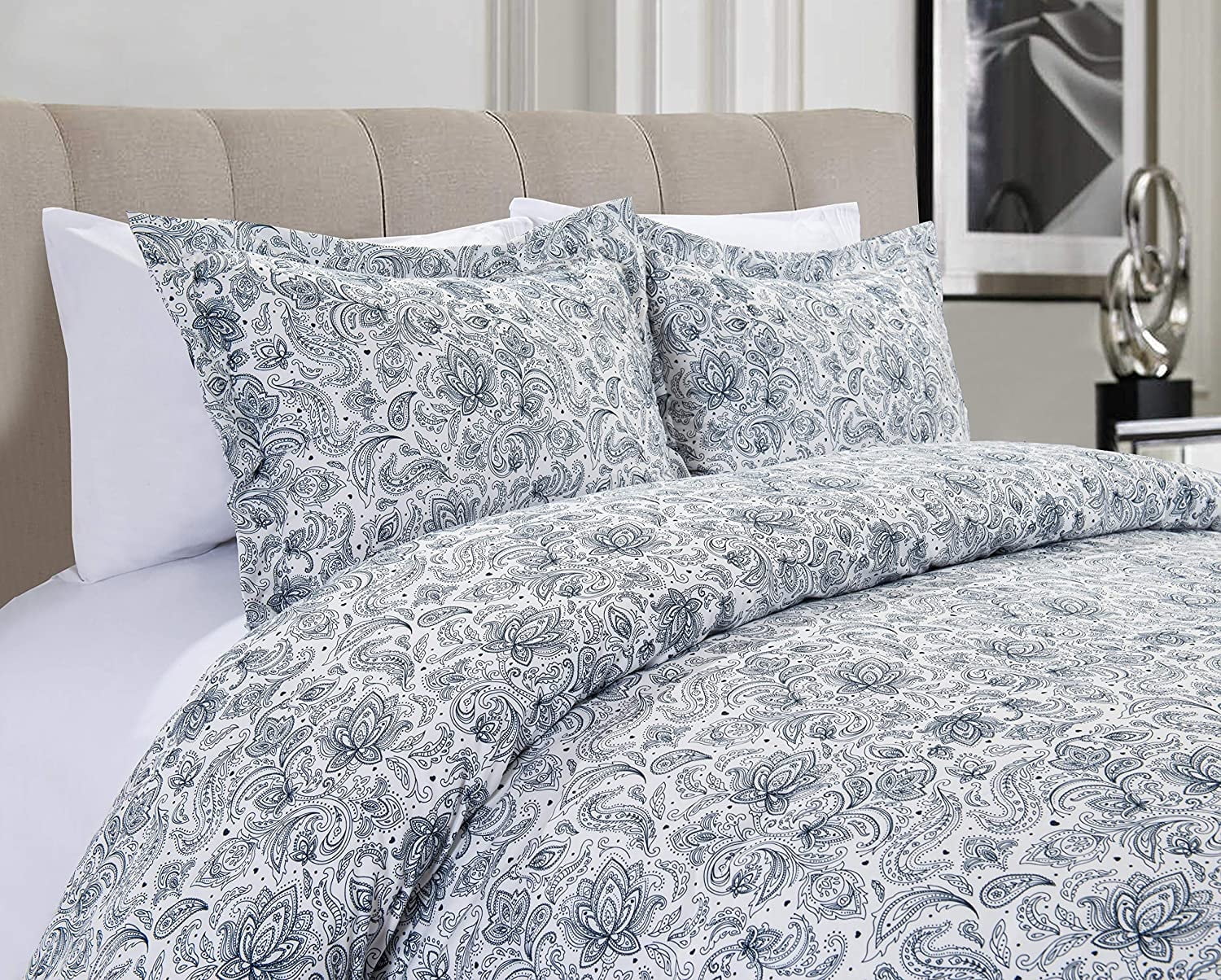 Mocassi 3-Piece Duvet Set, Paisley Design, Comforter Cover with Corner ...