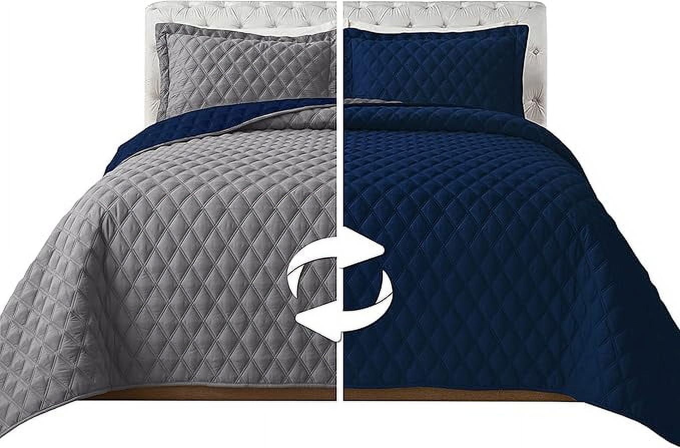 Mocassi 3-Piece Quilted Reversible Bedspread Set, Heavyweight All ...