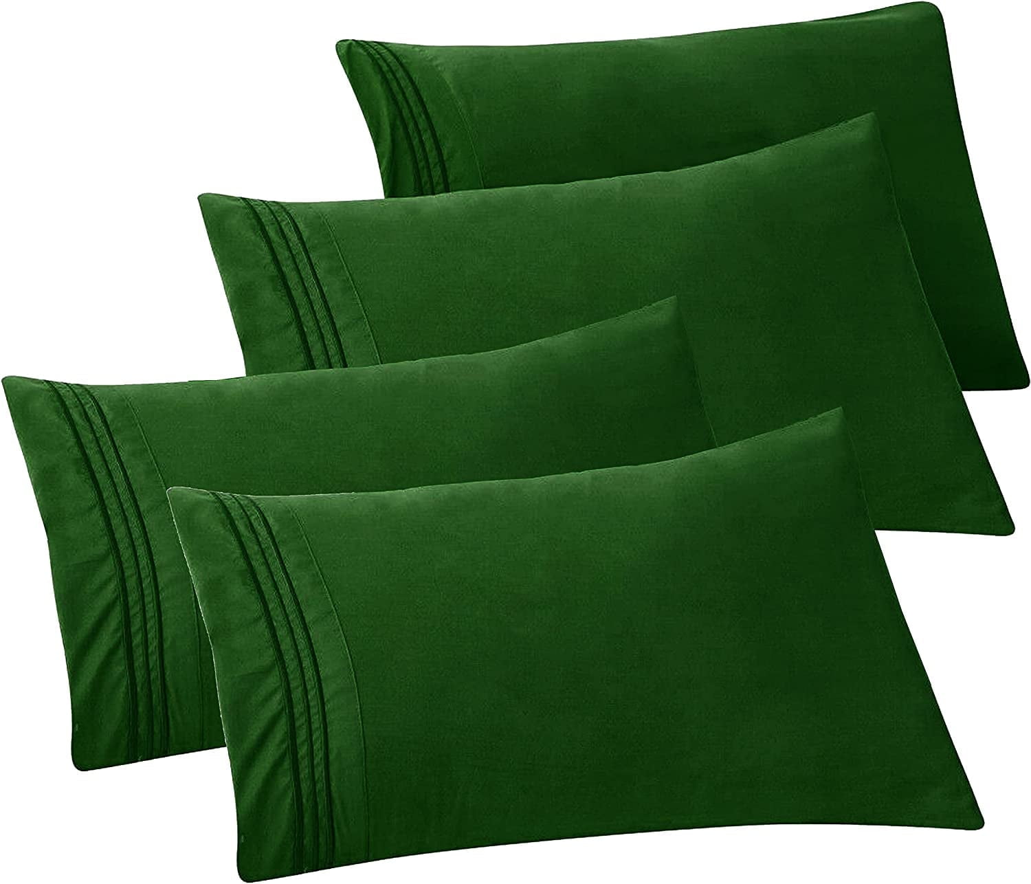 Mocassi 4-PACK Solid Pillowcases 1500 Thread Count Egyptian Quality ...