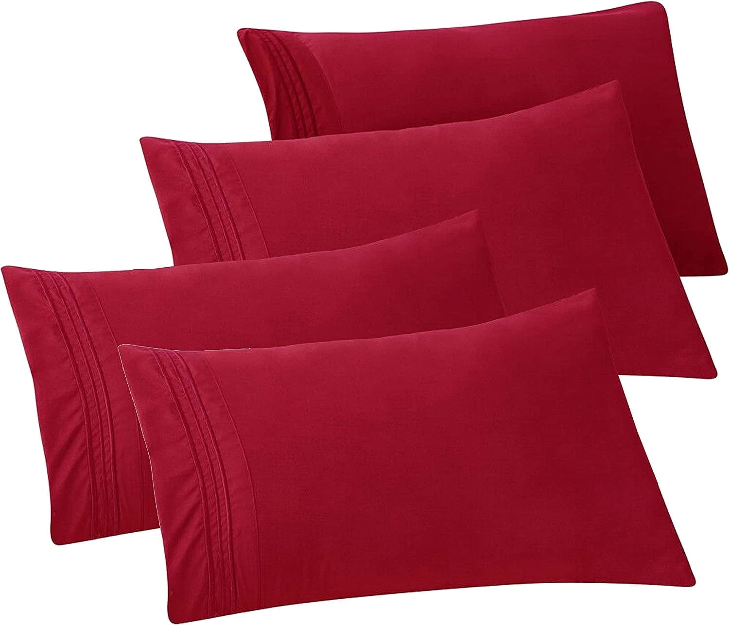 Mocassi, Solid Pillowcases, Queen Size, 1500 Thread Count Burgundy ...