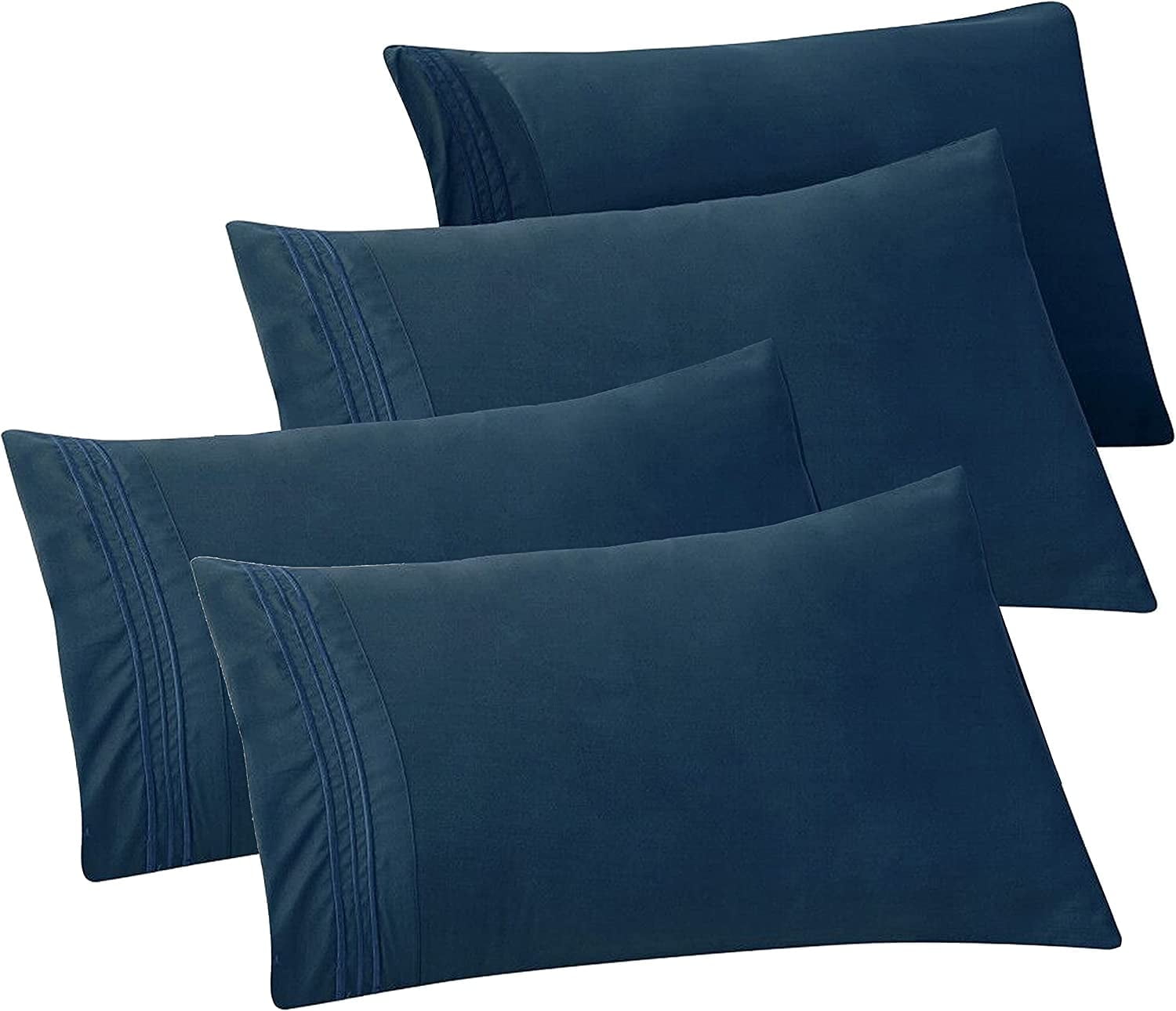 Mocassi 4-PACK Solid Pillowcases 1500 Thread Count Egyptian Quality ...