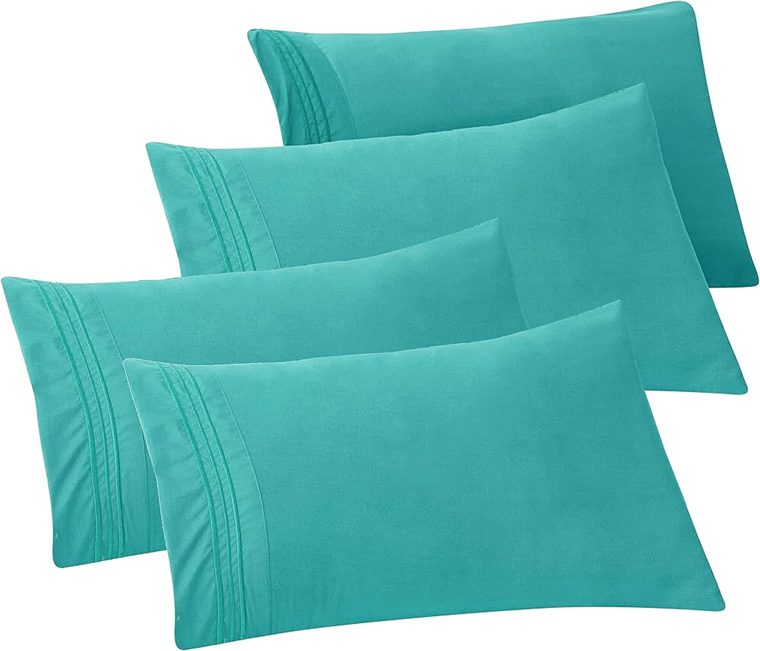Mocassi King Size 4-Pack Solid Pillowcases, 1500 Thread Count Egyptian ...