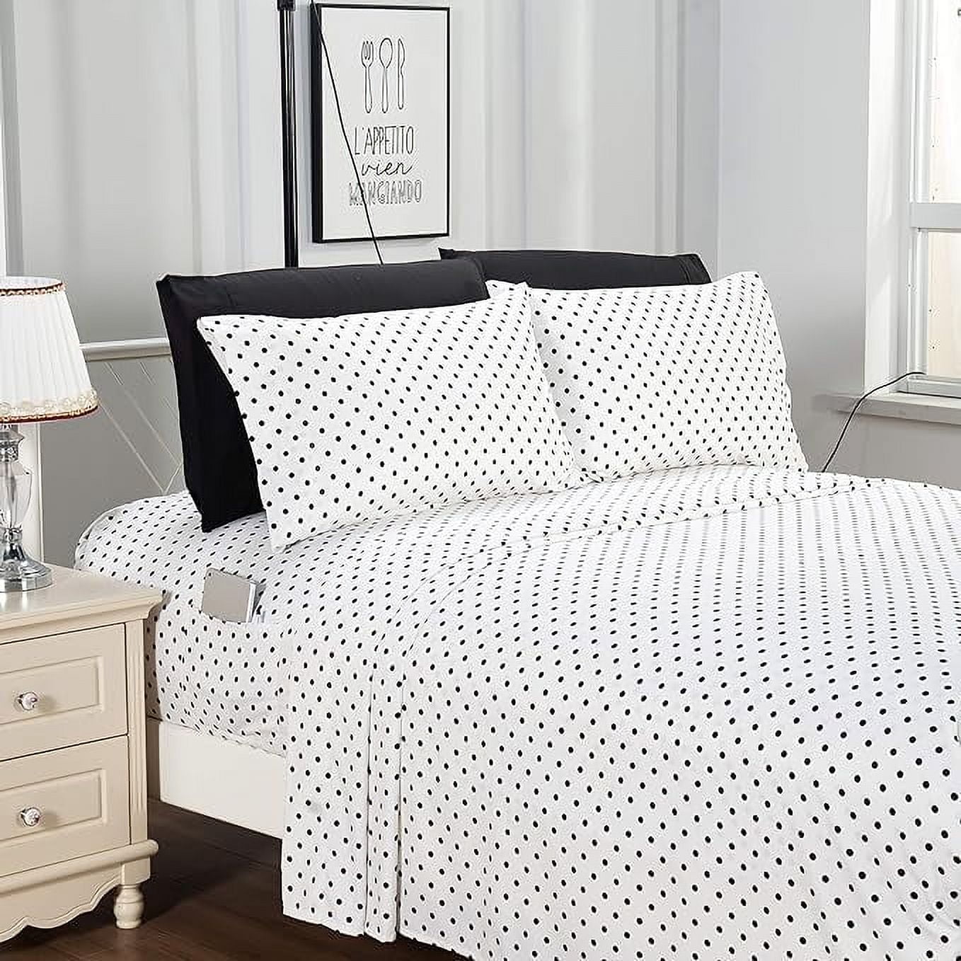 Mocassi 4-Piece Sheet Set with Smart Pockets Delilah Polkadot - 1500 ...