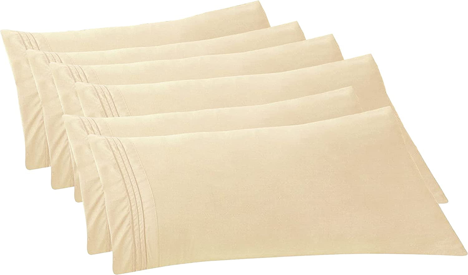 Mocassi 6-PACK Solid Pillowcases 1500 Thread Count Egyptian Quality ...