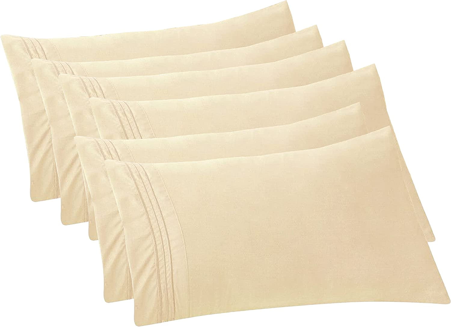 Mocassi 6-PACK Solid Pillowcases 1500 Thread Count Egyptian Quality ...