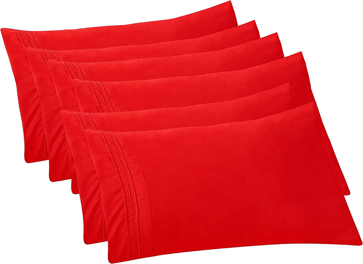 Mocassi 6-PACK Solid Pillowcases 1500 Thread Count Egyptian Quality ...
