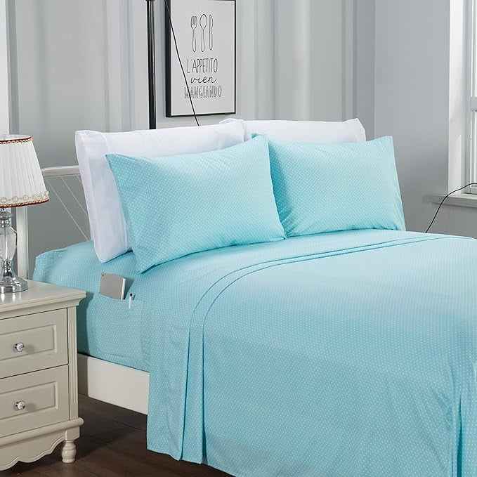 Mocassi 6-Piece Sheet Set with Smart Pockets Delilah Polkadot - 1500 ...