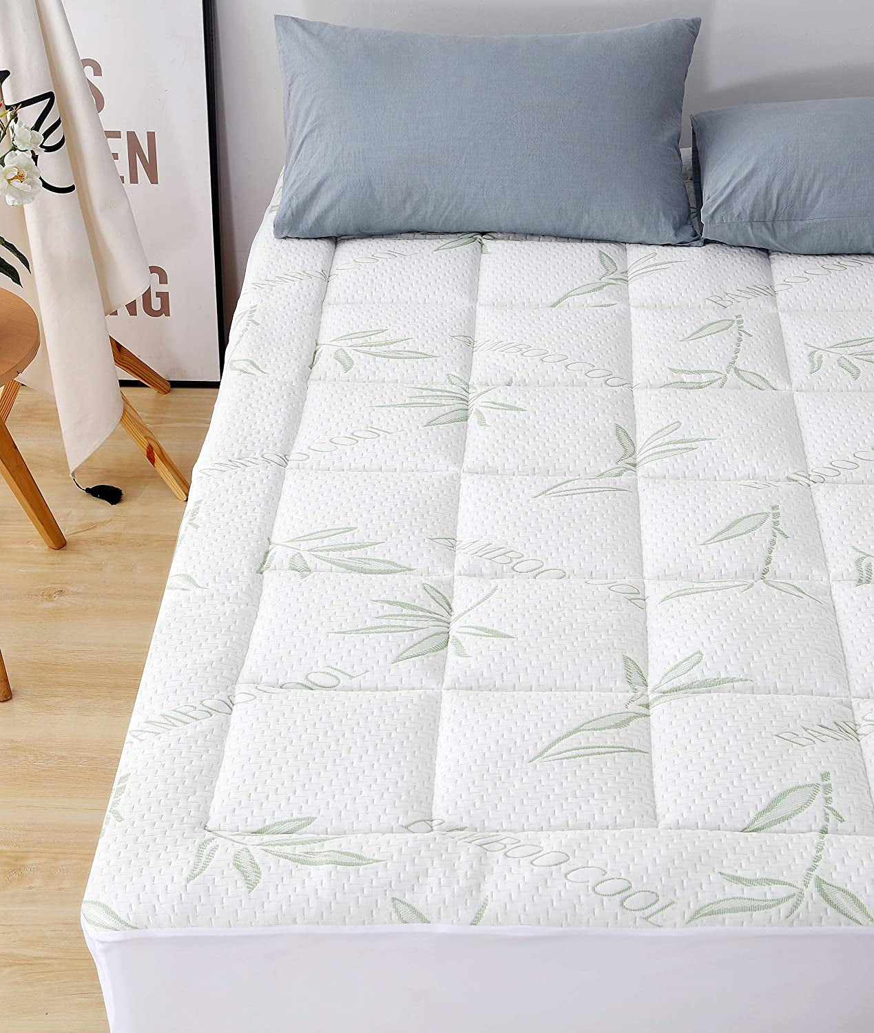 Mocassi Bamboo Mattress Pad, Overfilled Extra Plush Topper, Breathable ...