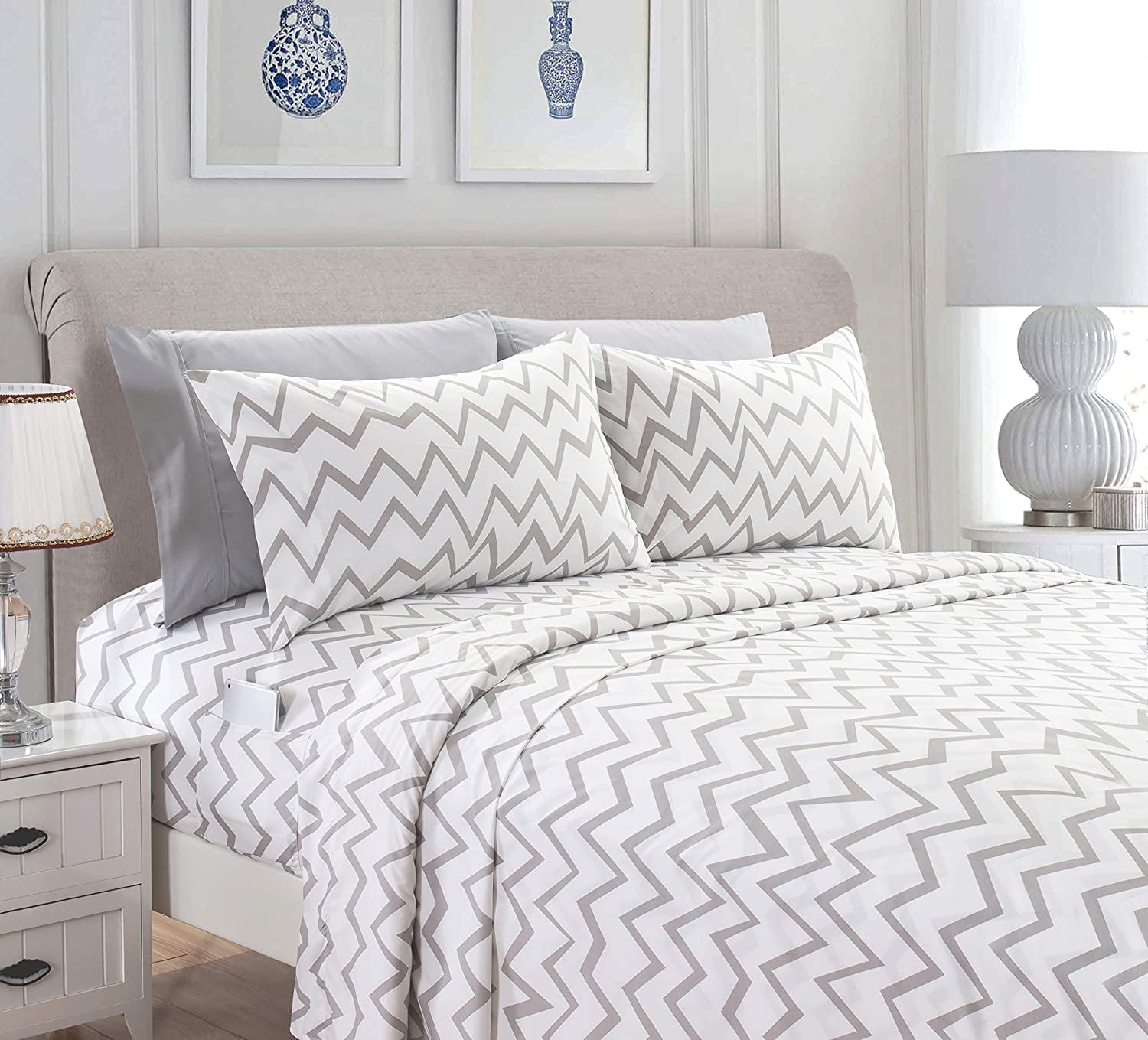 Mocassi Chevron Pattern Collection 6-Piece Sheet Set Deep Pocket 1500 ...