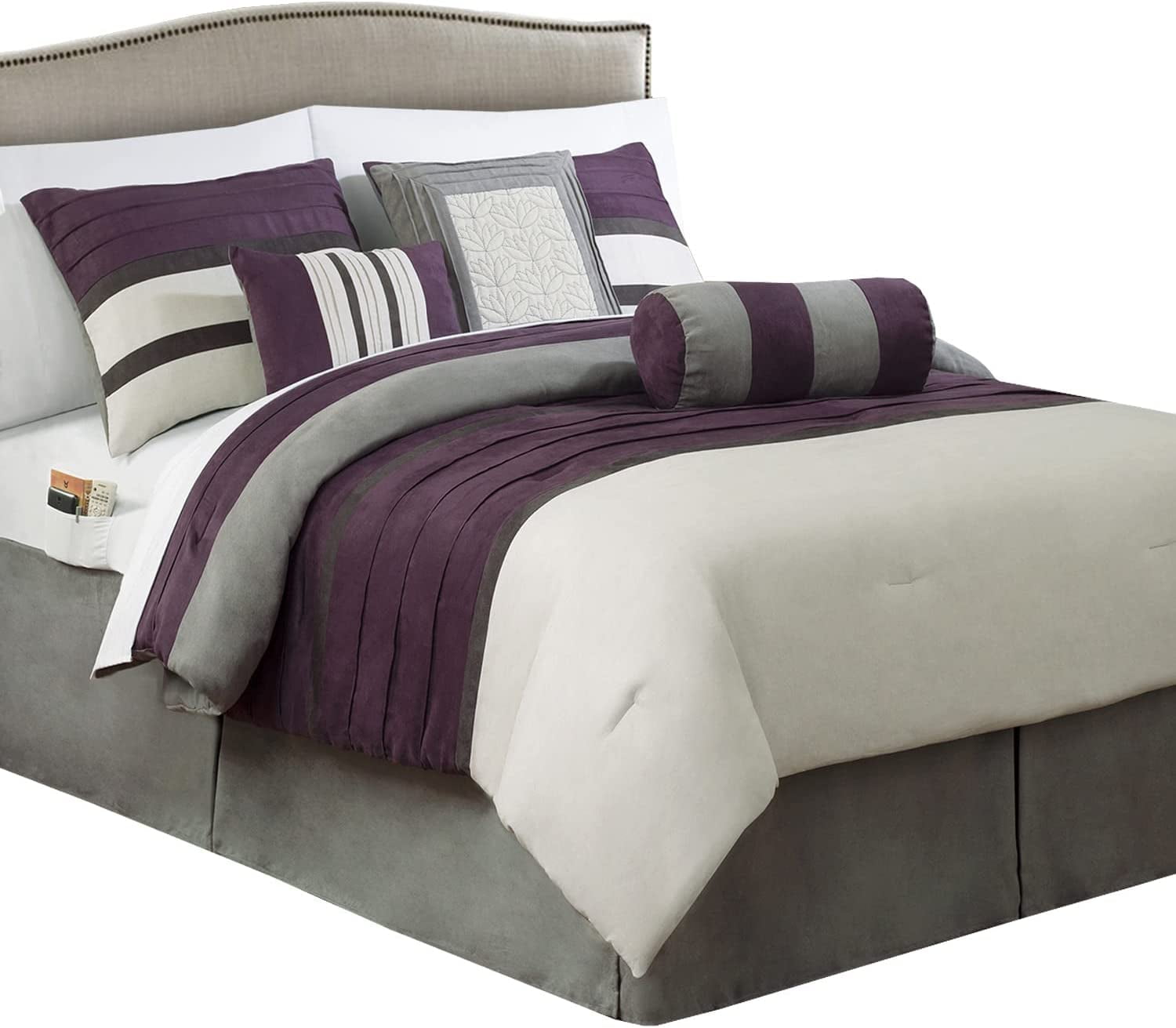 Mocassi - Cirena Bedding Collection, 12PC Microsuede Comforter Set with ...