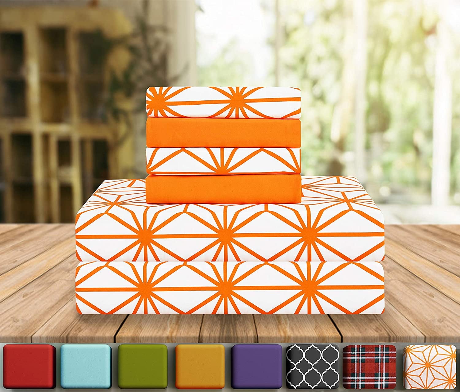 Mocassi Cube Pattern Collection 4-Piece Sheet Set, Deep Pocket 1500 ...