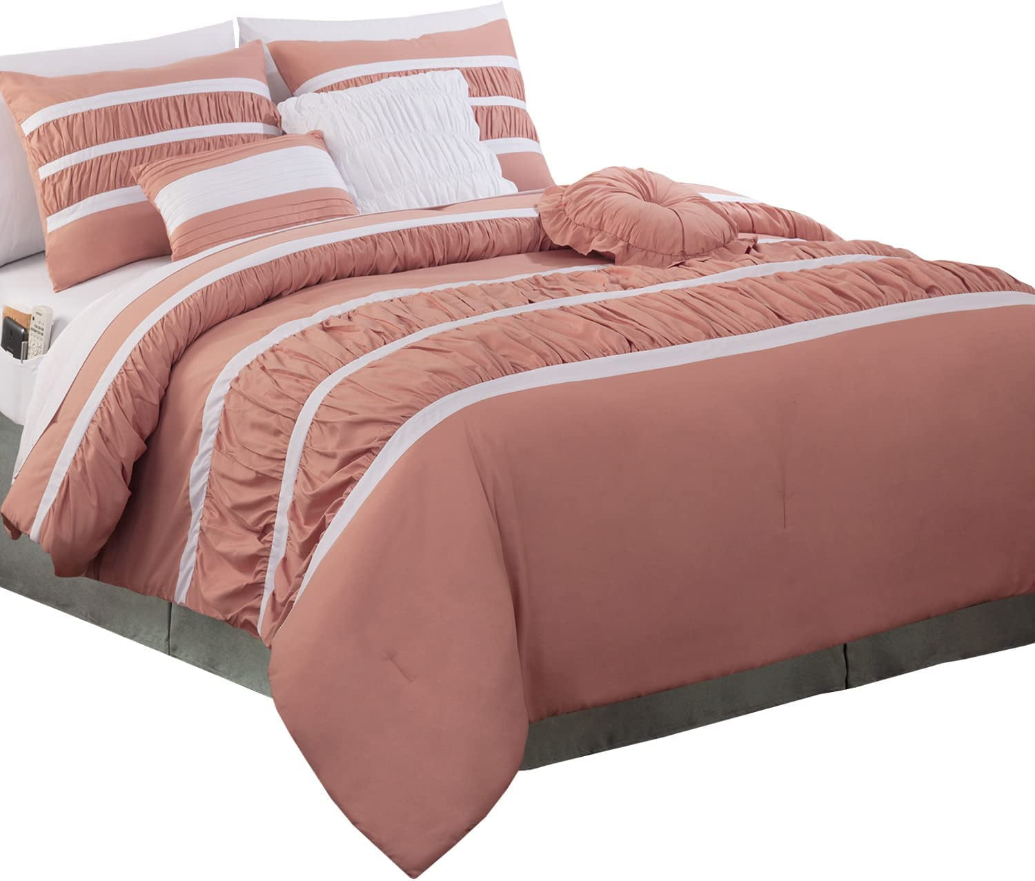 Mocassi - Isabella Bedding Collection, 12PC Comforter Set with Matching ...