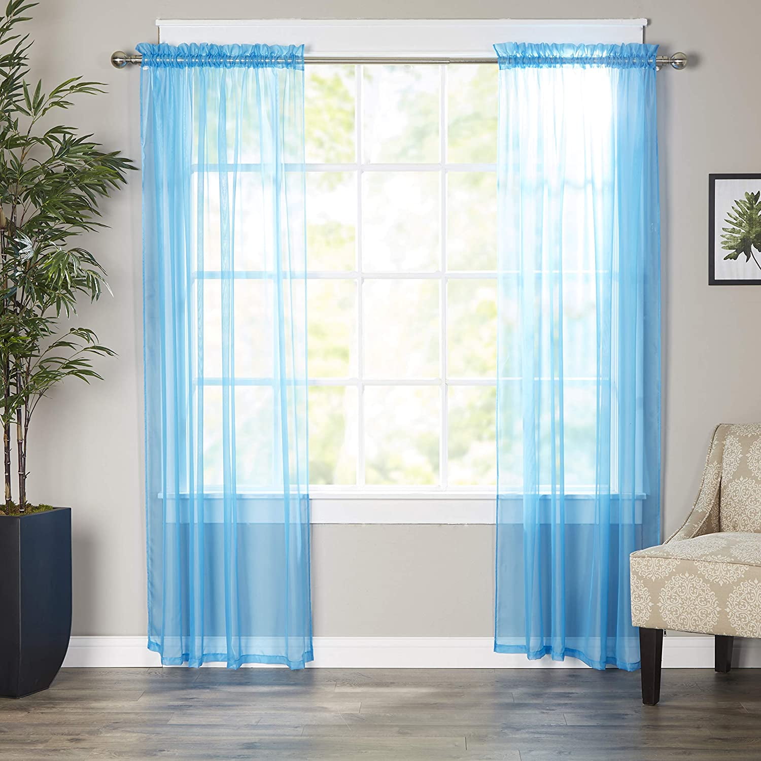 Mocassi Luxury Sheer Curtains, Window Treatment Curtain Panels with Rod ...