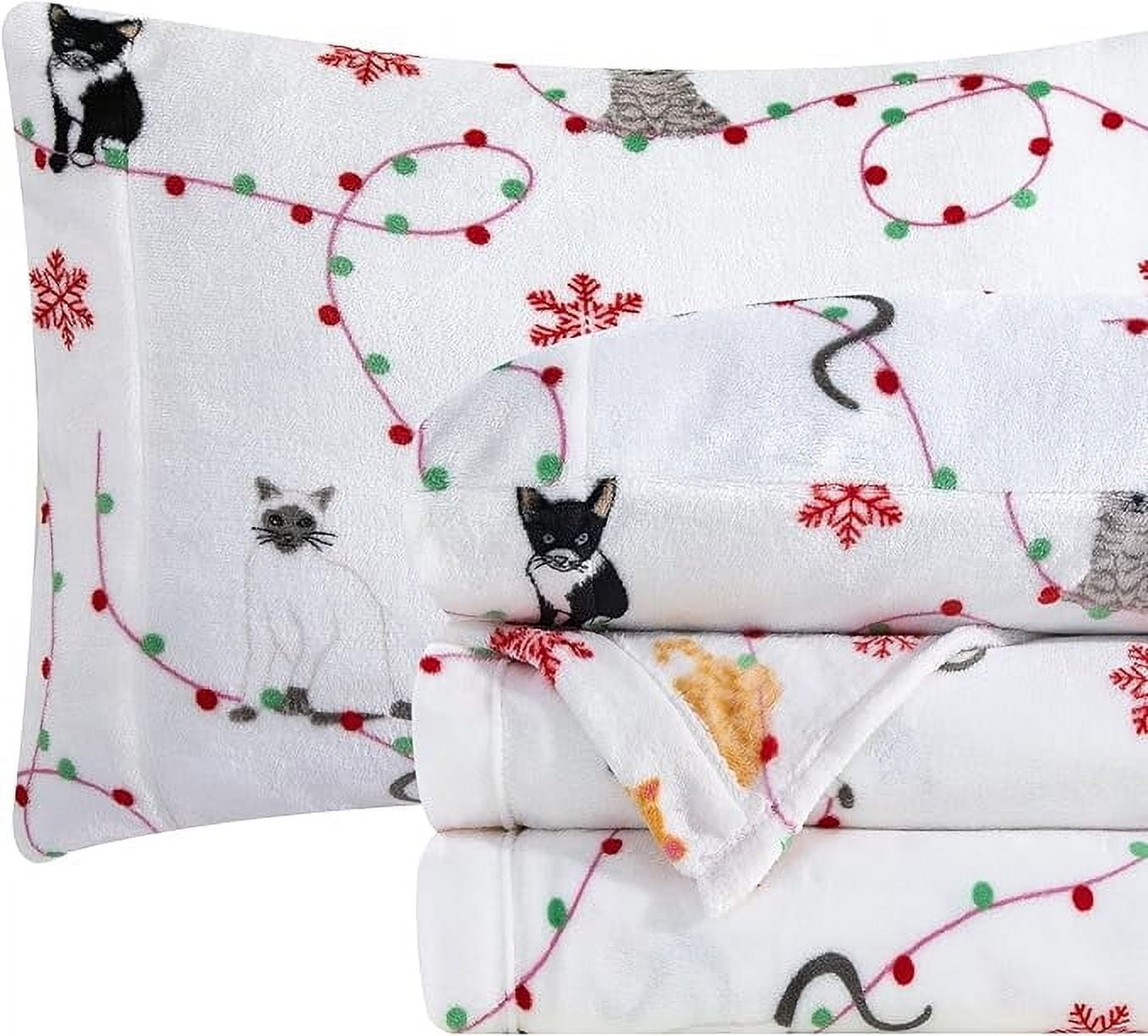 Mocassi Ultra-Soft 4-Piece Holiday Velvet Plush Flannel Sheet Set ...