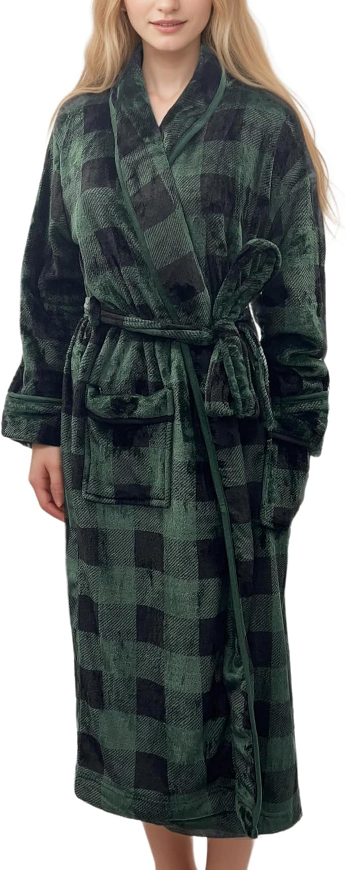 Mocassi Women’s Plush Fleece Spa Bathrobe, Shawl Collar and Pockets ...