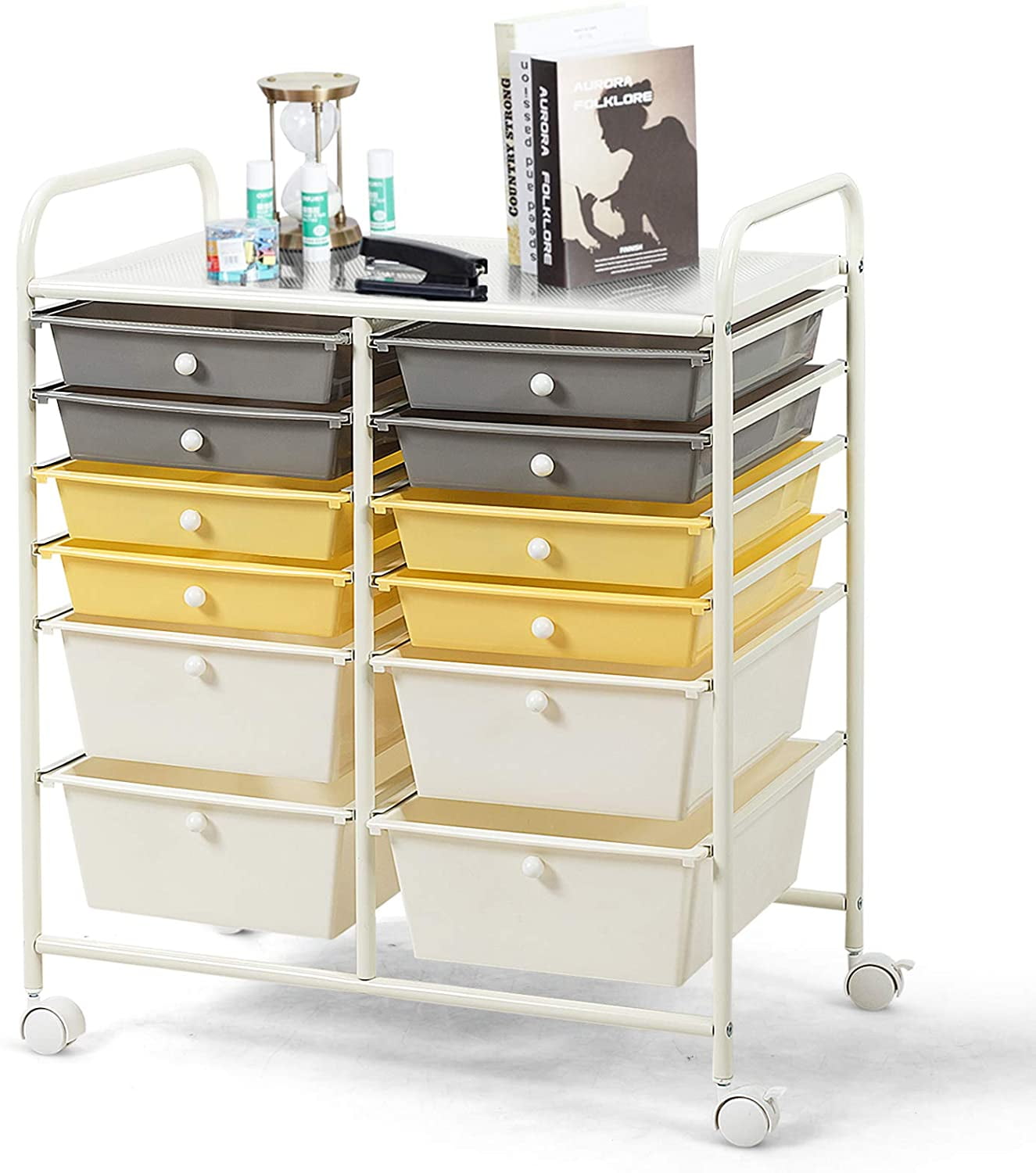 Moccha 12-Drawer Rolling Storage Cart - Under Desk Storage Drawers with ...