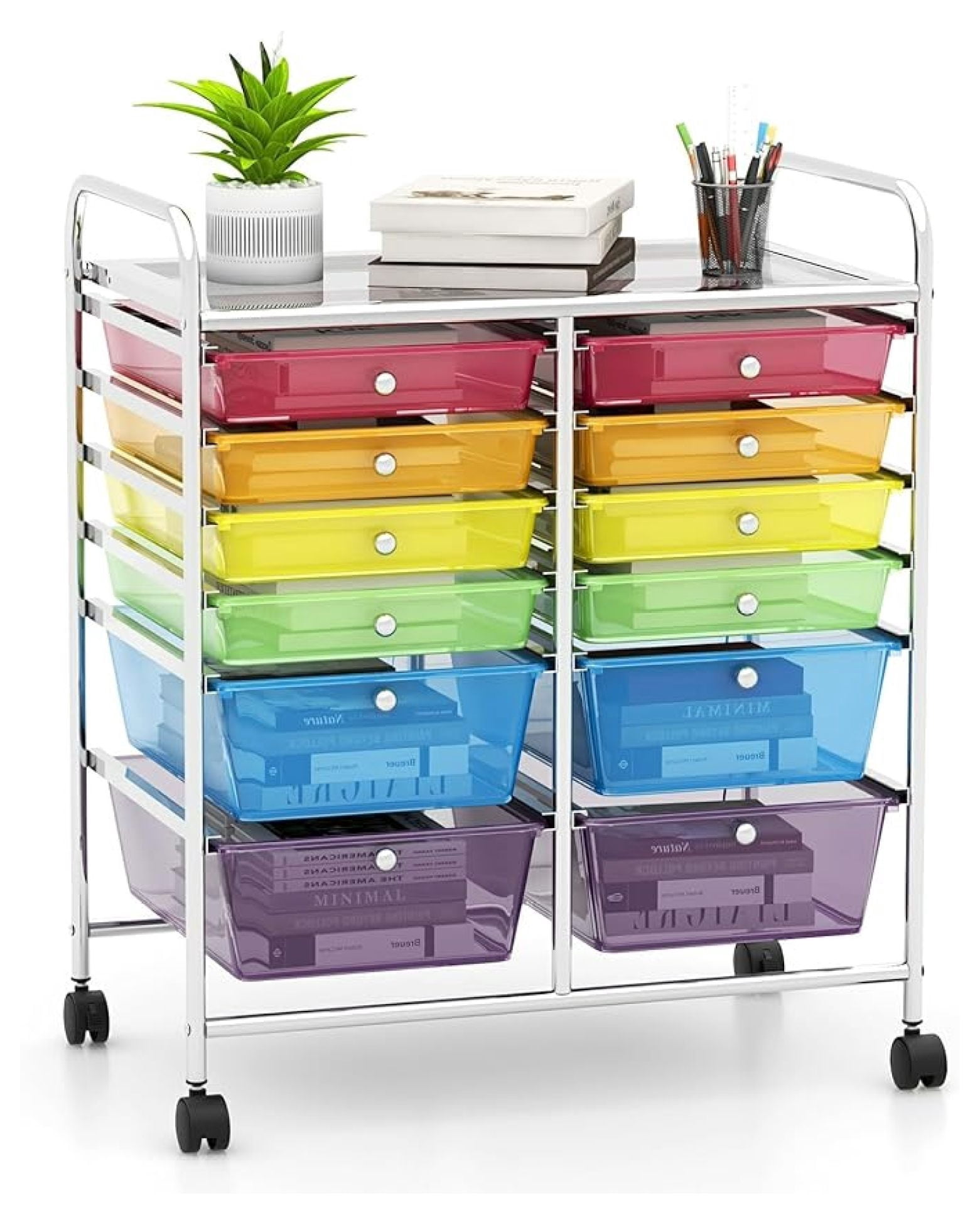 Moccha 12-Drawer Rolling Storage Cart - Utility Cart on Wheels with ...
