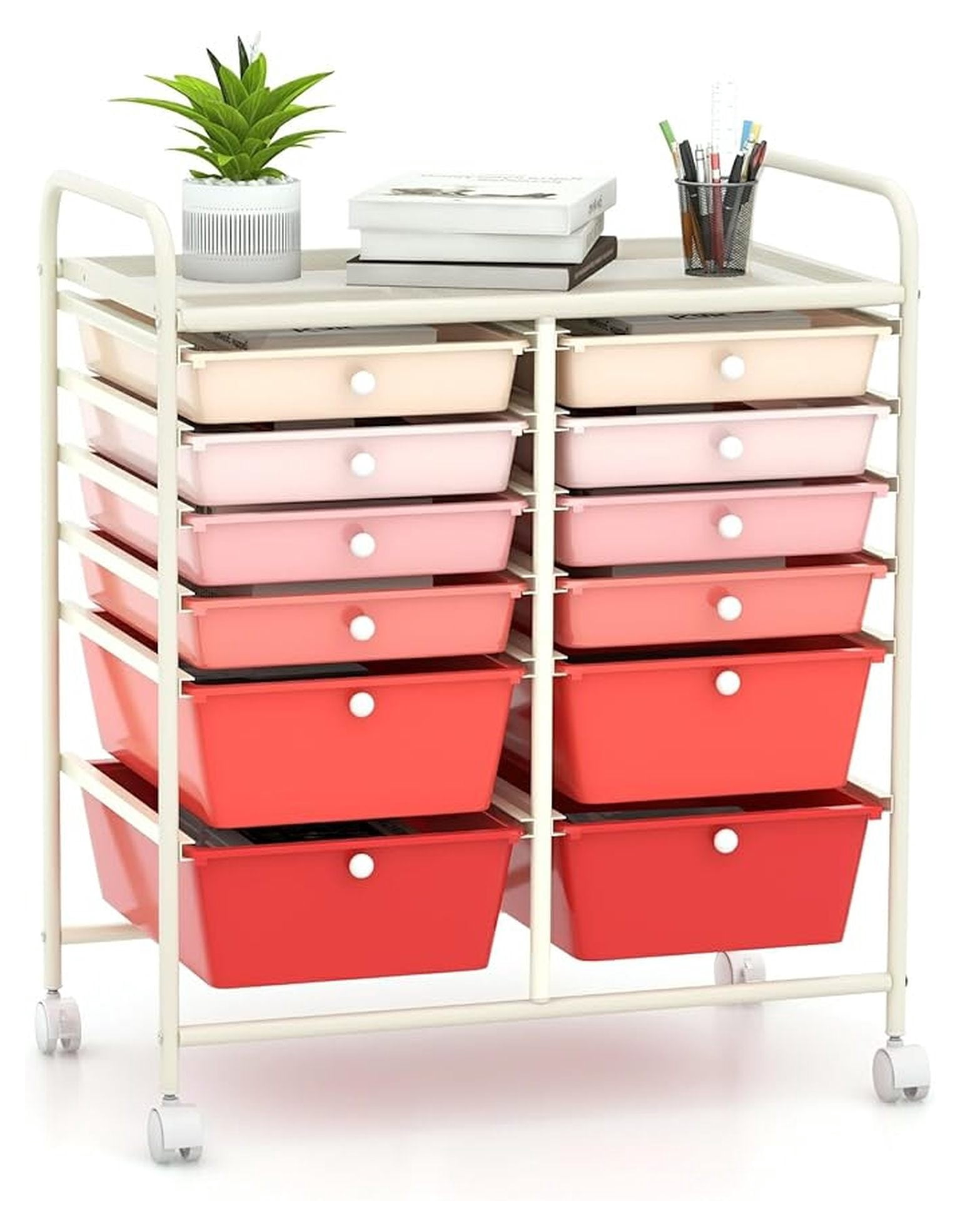 Moccha 12-Drawer Rolling Storage Cart - Utility Cart on Wheels with ...