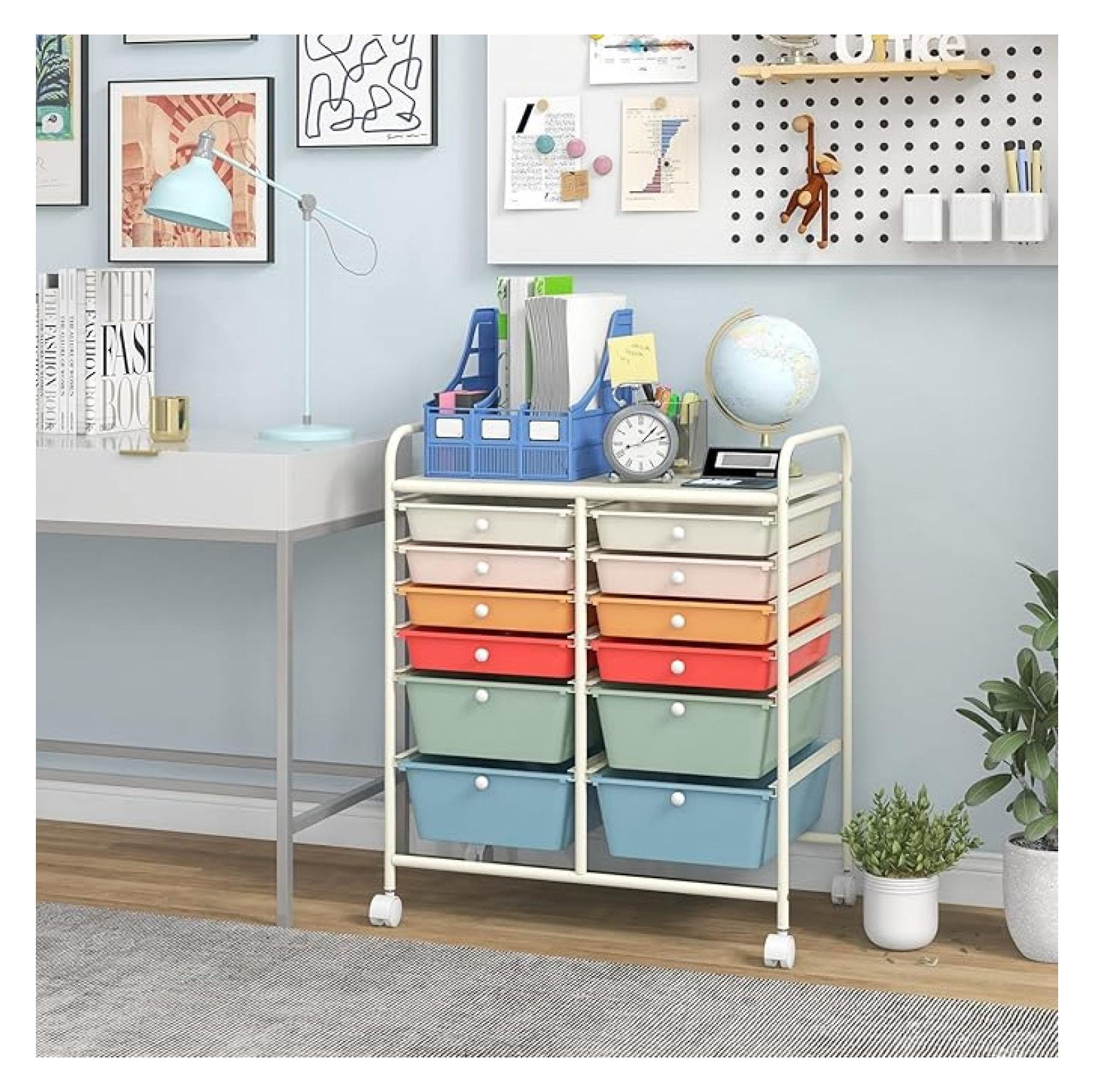 Moccha 12-Drawer Rolling Storage Cart - Utility Cart on Wheels with ...