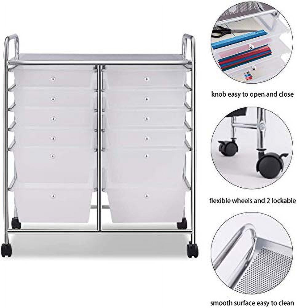 Moccha 12 Drawer Rolling Storage Cart, Utility Cart with Wheels, Tools ...