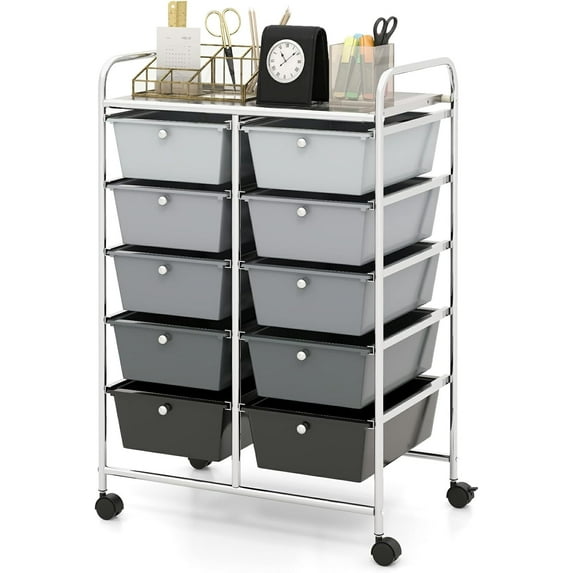 Moccha 15-Drawer Rolling Storage Cart - Under Desk Storage Drawers with ...