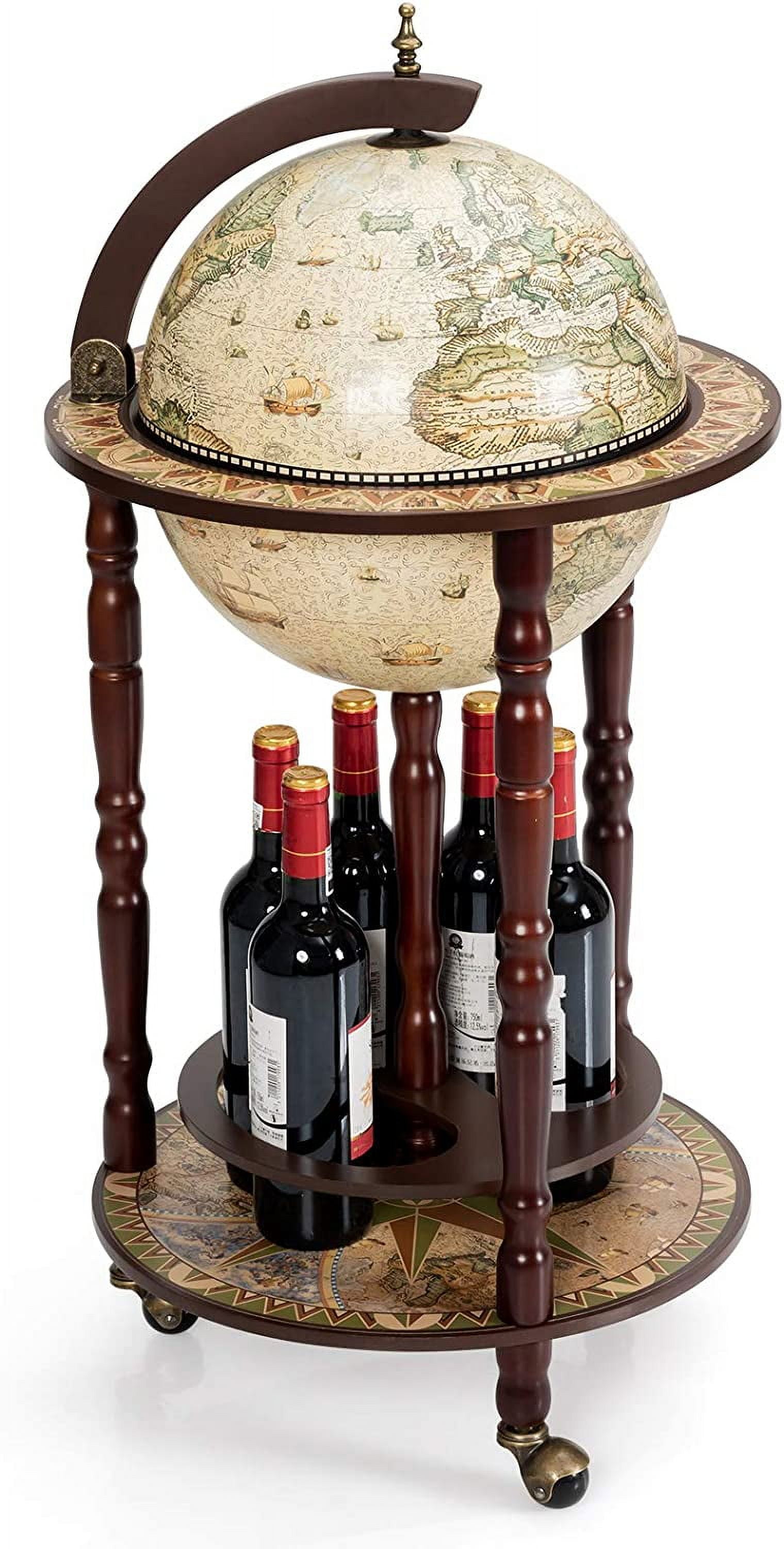 Moccha 17’’ Globe Wood Wine Bar Stand, 16th Century Italian Replica ...