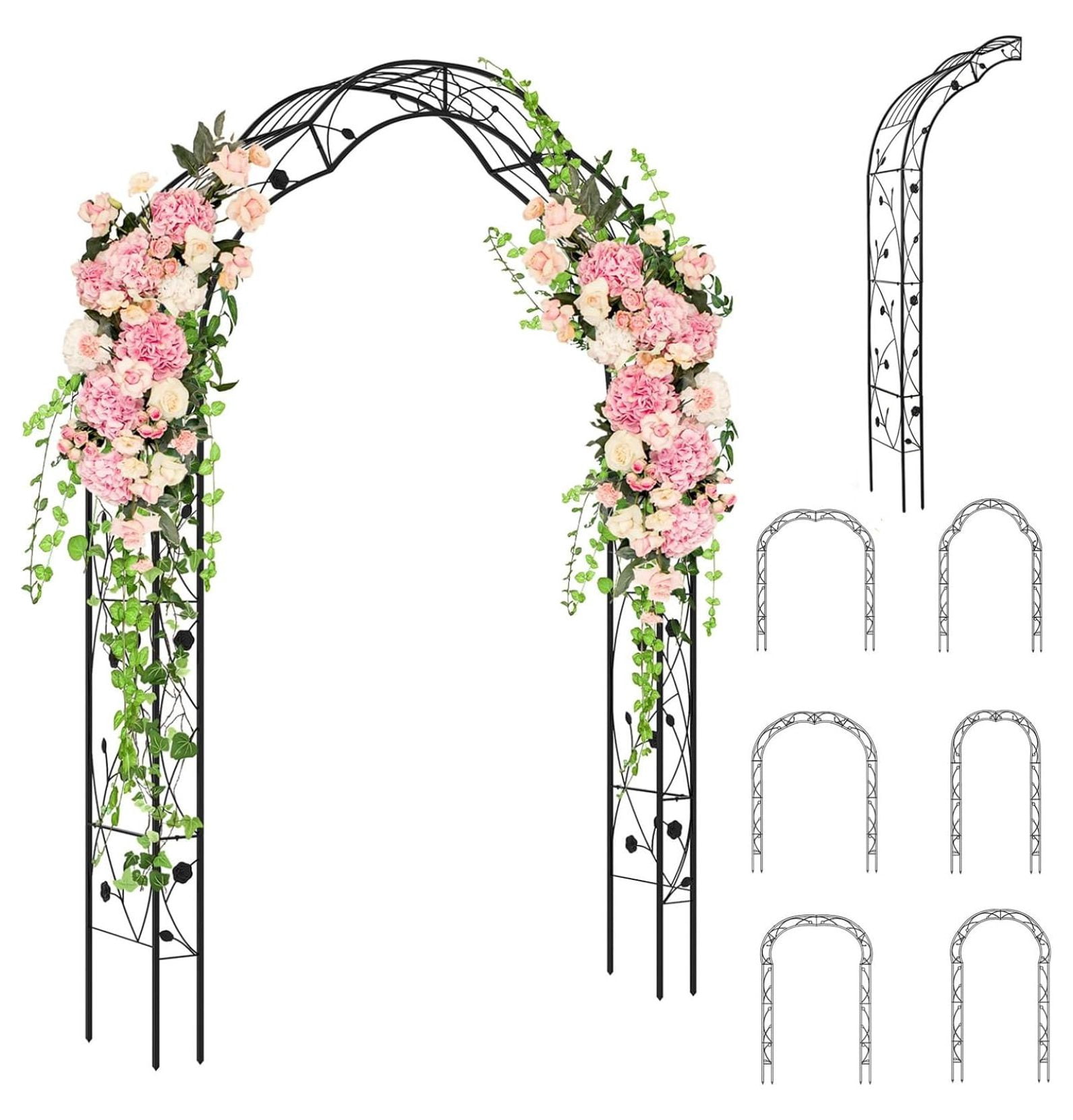 Moccha 2 Sides Garden Arch Arbor Trellis, 8.2FT Metal Archway for ...