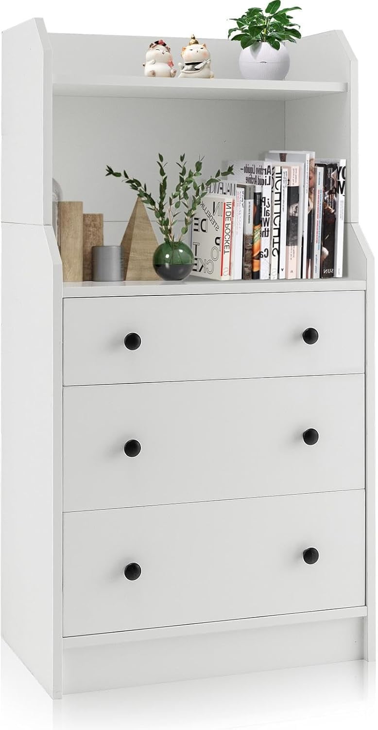 Moccha 3 Drawers Dresser with Shelf, Modern Dresser Tower with 2 Open ...