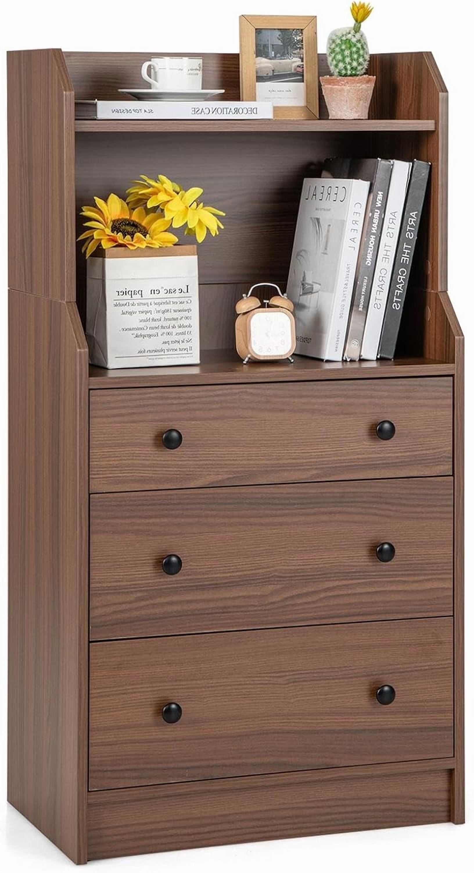 Moccha 3 Drawers Dresser with Shelf, Modern Dresser Tower with 2 Open ...