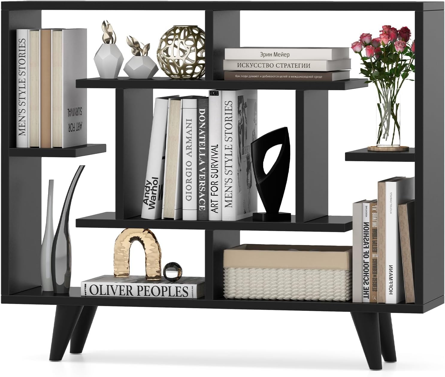 Moccha 3Tier Geometric Book Shelf - Freestanding Bookcase with ...