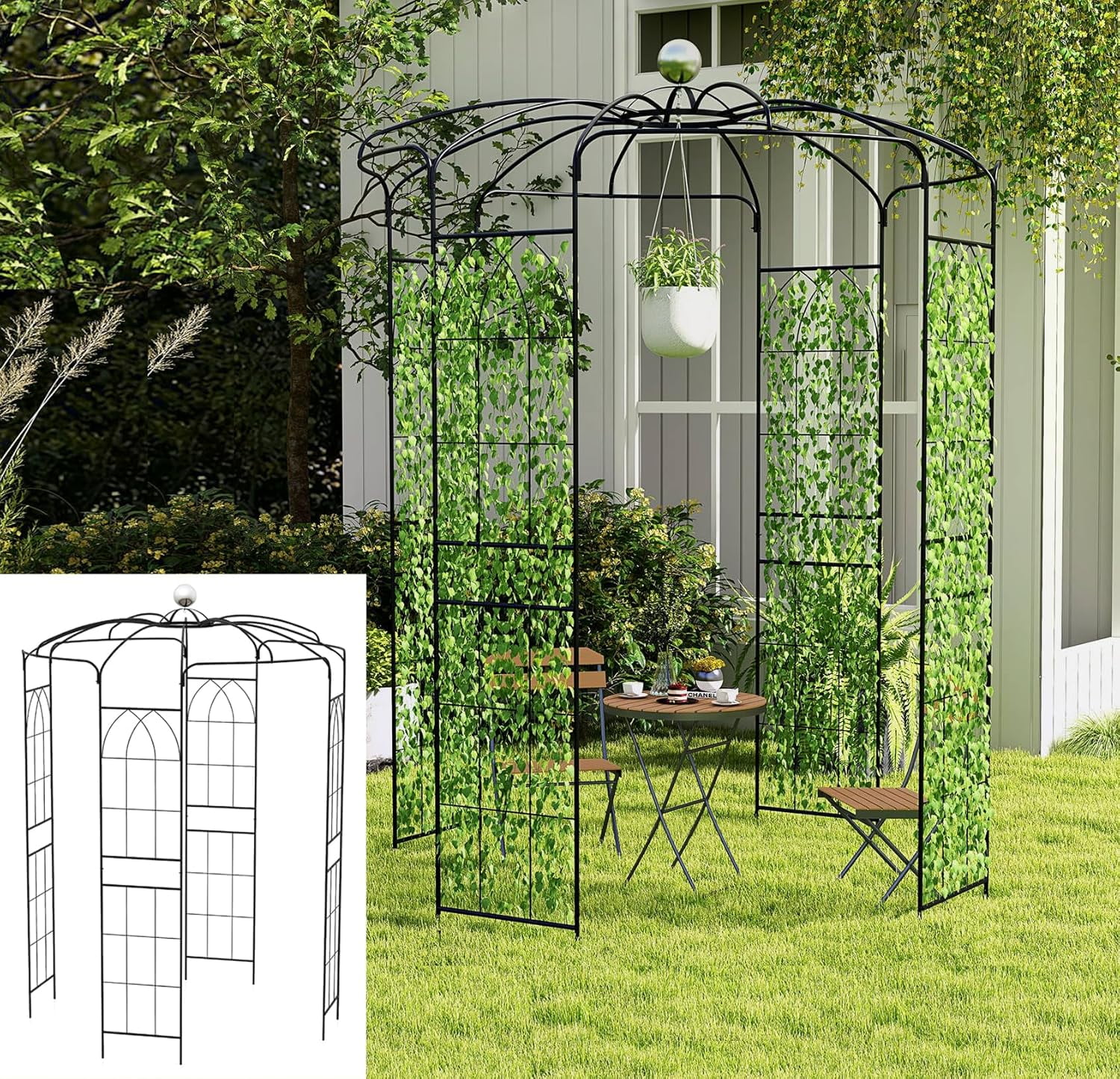 Moccha Birdcage Shape Gazebo, 9.4' H x 6.8' W Pergola Pavilion Arbor ...