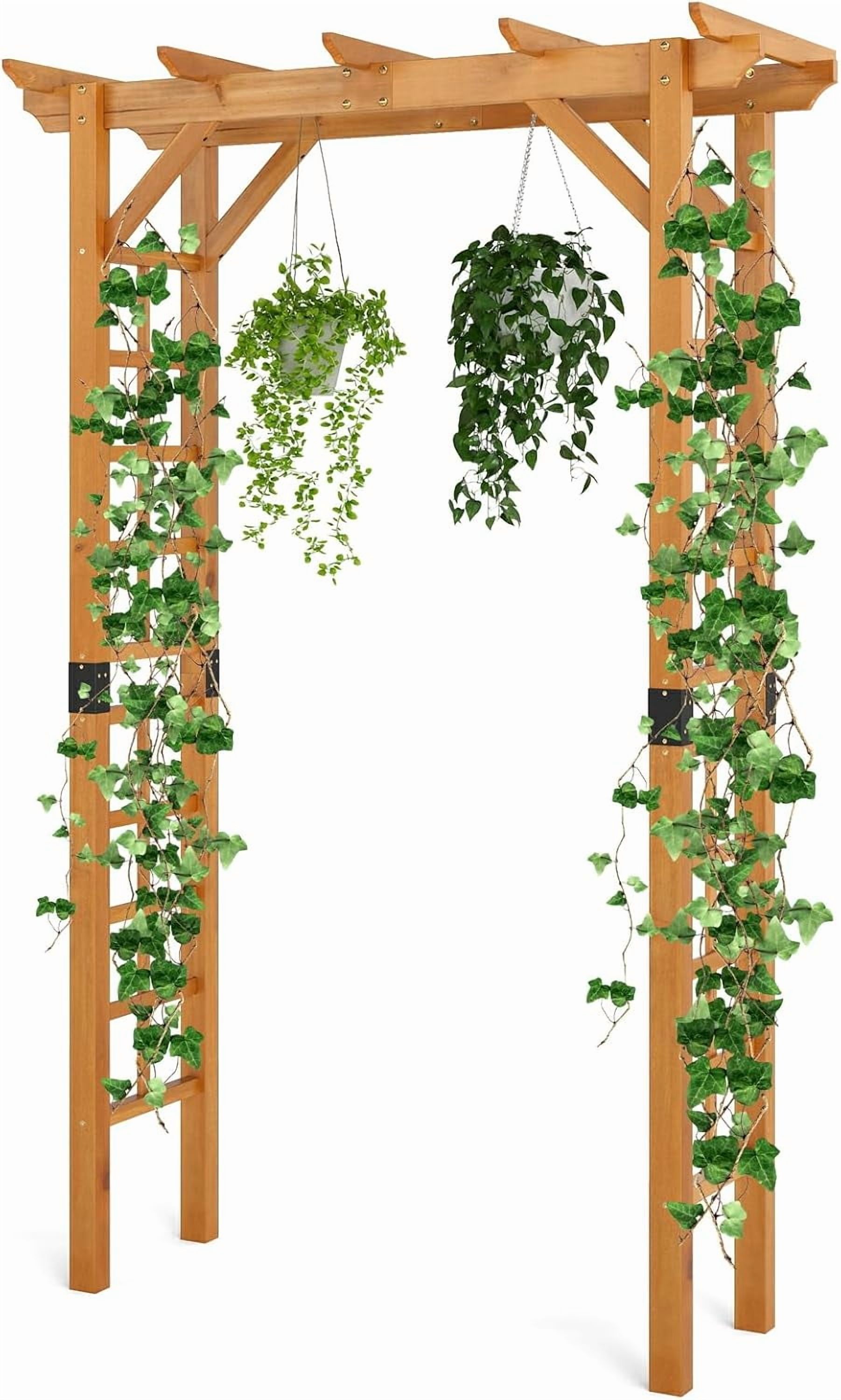 Moccha Flat-top Wooden Garden Arch - 7 FT Outdoor Arbor Trellis for ...