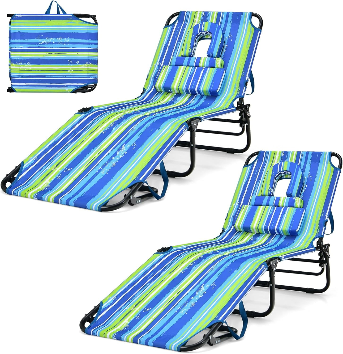 Moccha Folding Chaise Lounge Chair, Outdoor Beach Lounge Chair with ...