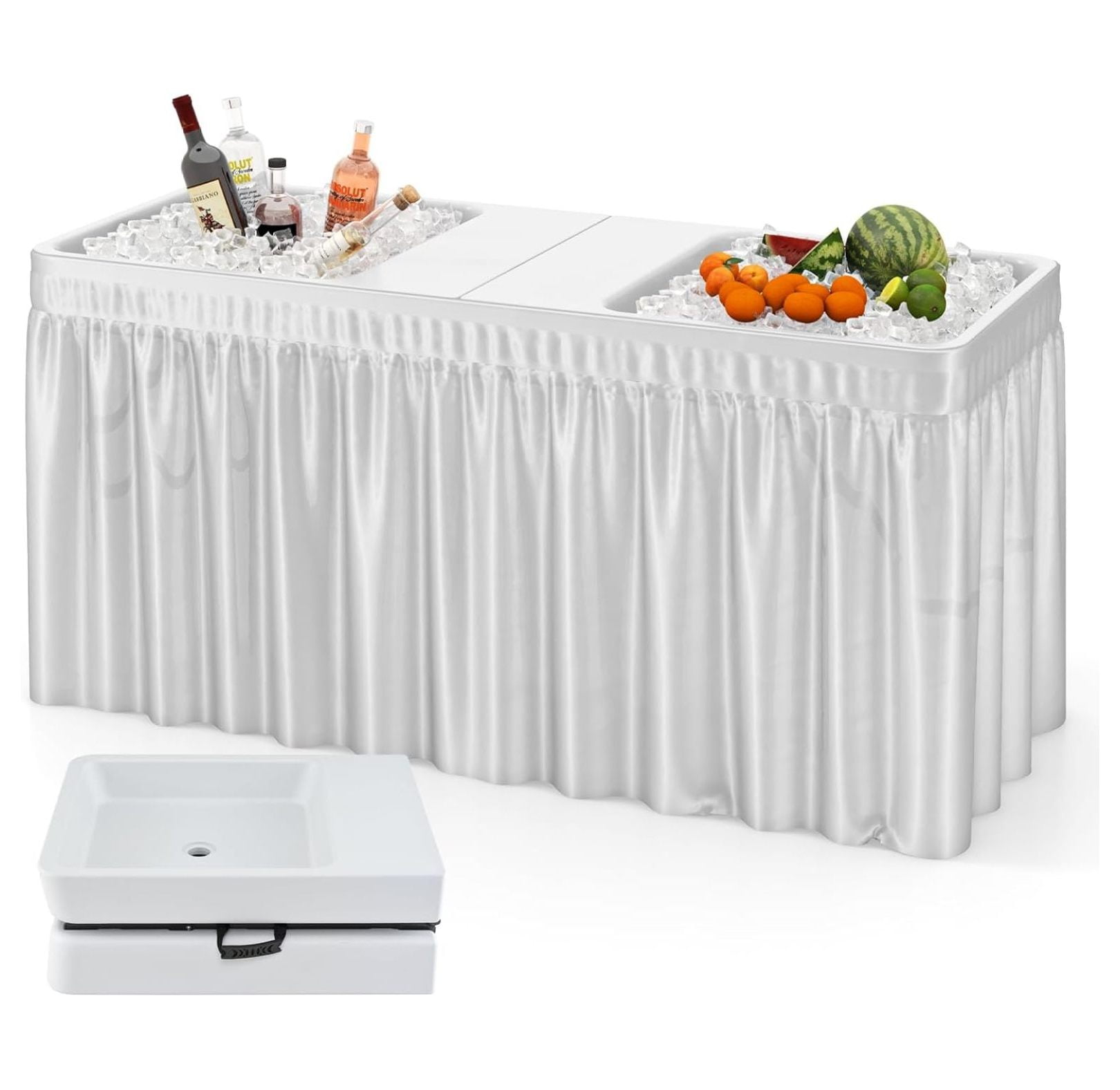 Moccha Folding Ice Cooler Table with Matching Skirt, Portable Party Ice ...