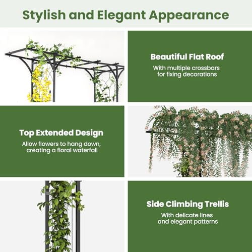 Moccha Garden Arbor, 6.8FT Metal Arbor Trellis for Climbing Plants ...