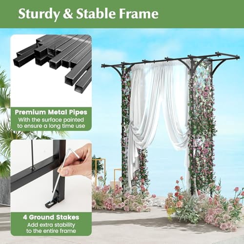 Moccha Garden Arbor, 6, 8Ft, Metal Arbor Trellis For Climbing Plants ...