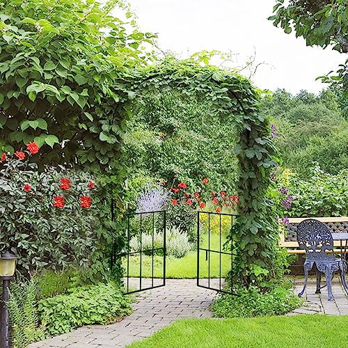Moccha Garden Arch With Double Gate, 7, 5Ft, Metal Arbor For Climbing ...