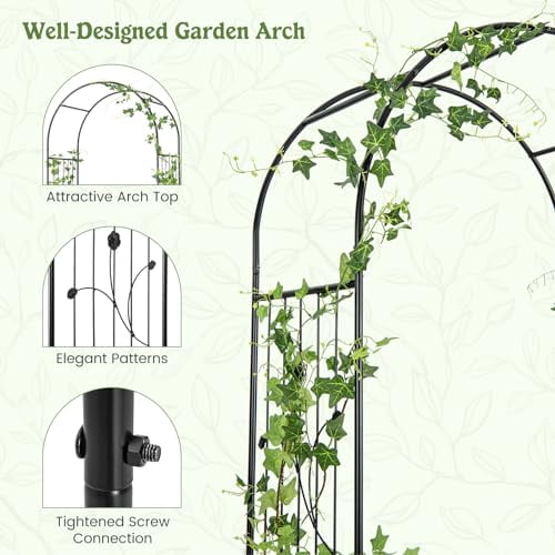 Moccha Garden Arch with Planter Boxes and Gate, 87” Arbor Trellis for ...